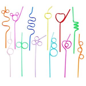 crazy straws,24 pcs silly straws for kids &adults,reusable plastic loop curly crazy drinking straws for classroom activities valentines day gift christmas birthday wedding party supplies decoration