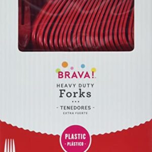 Amscan 8017.40 Premium Heavy Weight Plastic Forks, 50 ct., Apple Red