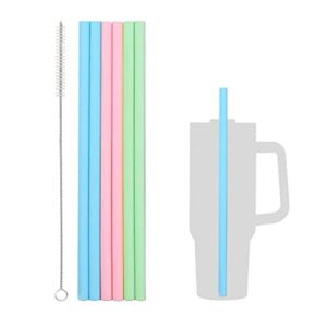 Silicone Straw Replacement 40 oz for Stanley Adventure Travel Tumbler, 6 Pack Reusable Straws Silicone Straws with Cleaning Brush Compatible with Stanley 40oz Stanley Cup Stanley Water Jug