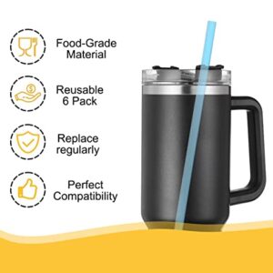 Silicone Straw Replacement 40 oz for Stanley Adventure Travel Tumbler, 6 Pack Reusable Straws Silicone Straws with Cleaning Brush Compatible with Stanley 40oz Stanley Cup Stanley Water Jug