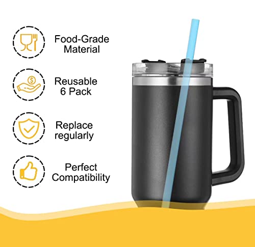 Silicone Straw Replacement 40 oz for Stanley Adventure Travel Tumbler, 6 Pack Reusable Straws Silicone Straws with Cleaning Brush Compatible with Stanley 40oz Stanley Cup Stanley Water Jug