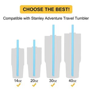 Silicone Straw Replacement 40 oz for Stanley Adventure Travel Tumbler, 6 Pack Reusable Straws Silicone Straws with Cleaning Brush Compatible with Stanley 40oz Stanley Cup Stanley Water Jug