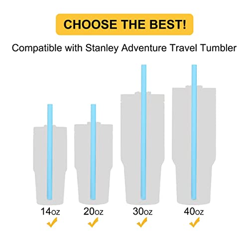 Silicone Straw Replacement 40 oz for Stanley Adventure Travel Tumbler, 6 Pack Reusable Straws Silicone Straws with Cleaning Brush Compatible with Stanley 40oz Stanley Cup Stanley Water Jug