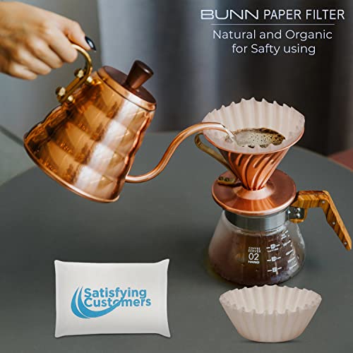 BUN Coffee Filter – 4 PK - 100 PCS per Pack – Taller – Flat Bottom Liner – Quality Paper for Most Coffee Makers – Aromatic Brew – with Satisfying Customers Travel Tissue Pack (4PK)