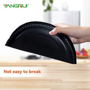 YANGRUI Reusable Plastic Plates, 9 Inch 150 Pack Food Grade Meterial BPA Free Black Dinner Plates