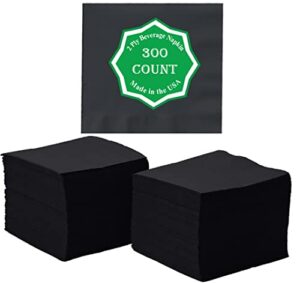 perfectware 2ply black beverage napkins. 300 count 2ply cocktail black napkins. 10 x 10 black beverage napkin.