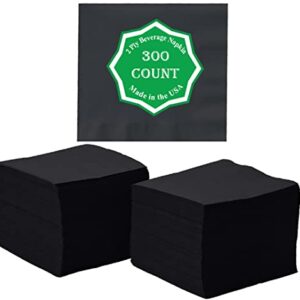 Perfectware 2ply Black Beverage Napkins. 300 Count 2Ply Cocktail Black Napkins. 10 x 10 Black Beverage Napkin.