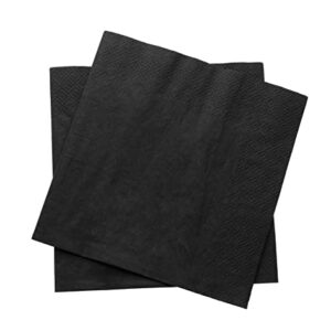 Perfectware 2ply Black Beverage Napkins. 300 Count 2Ply Cocktail Black Napkins. 10 x 10 Black Beverage Napkin.