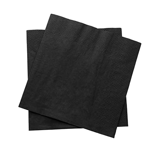 Perfectware 2ply Black Beverage Napkins. 300 Count 2Ply Cocktail Black Napkins. 10 x 10 Black Beverage Napkin.