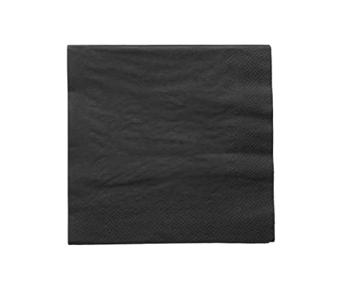 Perfectware 2ply Black Beverage Napkins. 300 Count 2Ply Cocktail Black Napkins. 10 x 10 Black Beverage Napkin.