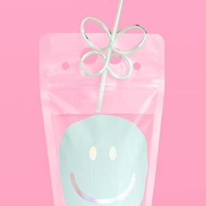 xo, Fetti Smiley Drink Pouches + Butterfly Straws - 16 count | Bday Cups, Happy Pastel Birthday Party Decorations, Cute Bachelorette Party, Cool Drinkware