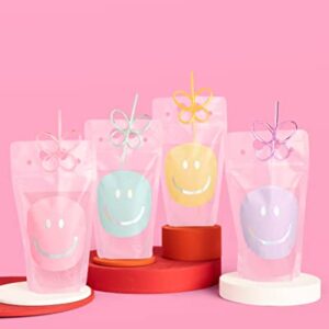 xo, Fetti Smiley Drink Pouches + Butterfly Straws - 16 count | Bday Cups, Happy Pastel Birthday Party Decorations, Cute Bachelorette Party, Cool Drinkware