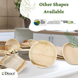 Dtocs Palm Leaf Plate Set (50 Pc) Bamboo Plate Like 9 Inch Round Dinner Plates| Disposable Party Plates, Charcuterie Boards, Platter Sturdy Than Heavy Duty Paper Plates for Weddings, Parties, Catering