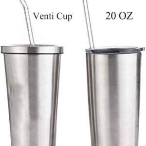 ALINK Skinny Clear Glass Straws, 10.5" x 7 mm Long Reusable Drinking Straws for 30 oz RTIC/YETI Tumblers, Mason Jars, Pack of 8 with 2 Cleaning Brush and 8 Silicone Tips