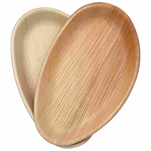 Dtocs Palm Leaf Plates Pack 50, 10X6 Inch Oval | Eco-friendly, Compostable, Natural, Organic Disposable Party Plates For Wedding, Camping, Birthday Dinner | Better Than Bamboo, Paper Plates