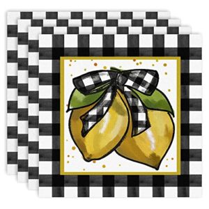 anydesign 100 pack lemon napkins disposable paper decorative napkins buffalo plaids lemon dessert dinner hand napkin for spring summer luncheon buffet birthday wedding party supplies, 6.5 x 6.5 in