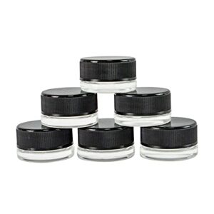 nc 10pcs 3ml glass pot jars round clear leak proof glass cosmetic container jars with black lids for sugar scrub, cream, bath salt, slime(0.1oz)