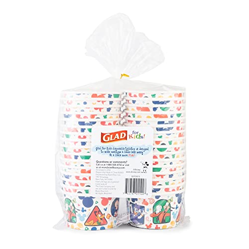 Glad for Kids Disney Mickey and Friends 6oz Paper Snack Bowls, Lids Not Included, 32ct | Disney Mickey Mouse Paper Snack Bowls, Kids Snack Bowls| Kid-Friendly Paper Snack Cups for Everyday Use