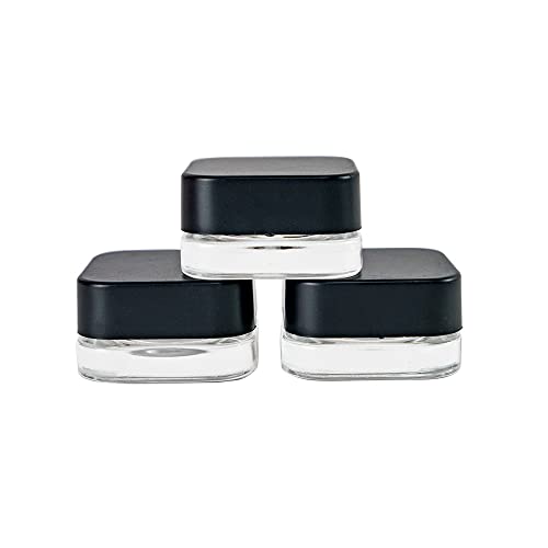 10ml Glass Pot Jars Square Clear Leak Proof Glass Cosmetic Container Jars with Black Lids for Sugar Scrub, Cream, Bath Salt, Slime-(0.34oz/10Pack)