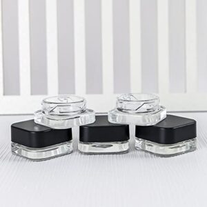 10ml Glass Pot Jars Square Clear Leak Proof Glass Cosmetic Container Jars with Black Lids for Sugar Scrub, Cream, Bath Salt, Slime-(0.34oz/10Pack)