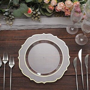 20 Pcs of 10.5" Clear Round Dinner Plates With Gold Scalloped Rim Wedding Tableware