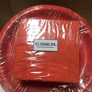 CUSINIUM [24 pcs] 10" Coral Orange Paper Banquet Large Plates with [50 pcs] 3-ply Coral Orange Party Napkins