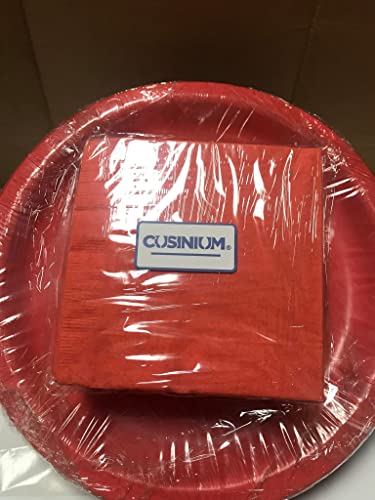 CUSINIUM [24 pcs] 10" Coral Orange Paper Banquet Large Plates with [50 pcs] 3-ply Coral Orange Party Napkins