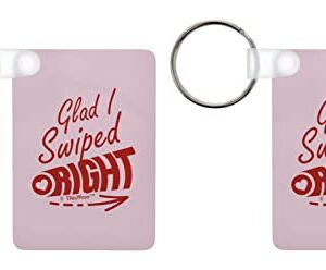 ThisWear Boyfriend Gifts from Girlfriend Glad I Swiped Right 2-Pack Aluminum Rectangle Keychain