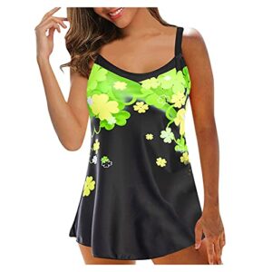 tuu tankini swimsuits for women tummy control, plus size bathing suit for women digital print two piece swimwear s-5xl (green, xl)