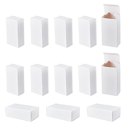 NBEADS 50 Pcs Fold Paperboard Gift Boxes, White Blank Rectangle Cardboard Gift Storage Boxes for DIY Bridal Birthday Party Christmas, 1.38"x2.05"x3.74"