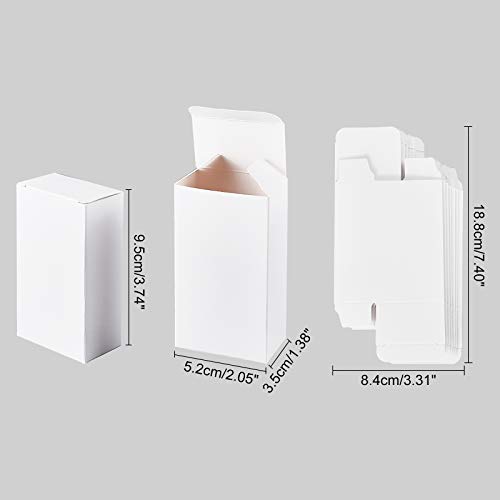 NBEADS 50 Pcs Fold Paperboard Gift Boxes, White Blank Rectangle Cardboard Gift Storage Boxes for DIY Bridal Birthday Party Christmas, 1.38"x2.05"x3.74"