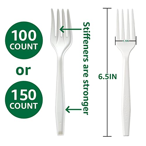 BIOCEAN 100% Compostable No Plastic Knives Plastic Forks Plastic Spoons Plastic Utensils, The Heavyweight Heavy Duty Flatware is Eco Friendly Products for Lounge Party Wedding BBQ Picnic Camping.