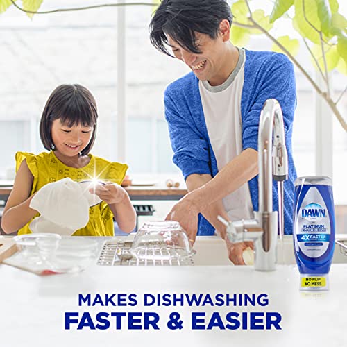 Dawn Dish Soap Squeeze Bottle, EZ-Squeeze Dawn Dishwashing Liquid,Dawn Platinum Dish Soap Liquid,Dish Washing Liquid+Non-Scratch Sponges for Dishes,Refreshing Rain,Includes 3x18oz Bottles+2 Sponges