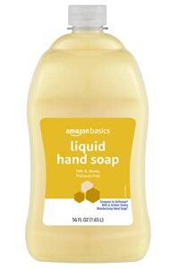 amazon basics liquid hand soap refill, milk and honey scent, triclosan-free, 56 fluid ounces, pack of 1