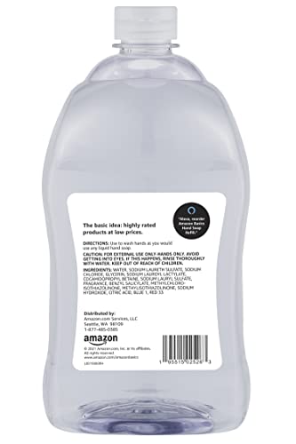 Amazon Basics Gentle & Mild Clear Liquid Hand Soap Refill, Triclosan-free, 56 Fluid Ounces, 1-Pack