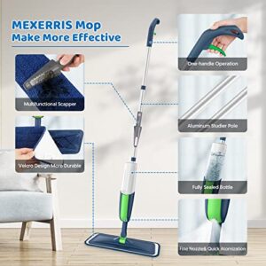 Spray Mops Microfiber Floor Mops for Floor Cleaning - MEXERRIS Wet Mops Dust Mop with 2 Refillable Bottle and 5 Mop Pads Wood Floor Cleaning Mop for Hardwood Laminate Vinyl Tiles Floors Cleaning