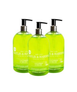 baylis & harding hand wash, cucumber & melon scent, luxury hand wash, cruelty free, paraben free, vegan, made in the uk, 3 pack