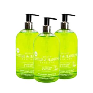 Baylis & Harding Hand Wash, Cucumber & Melon Scent, Luxury Hand Wash, Cruelty Free, Paraben Free, Vegan, Made in the UK, 3 Pack