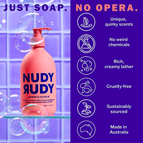 Nudy Rudy - Liquid Hand Wash Bundle - Berrylicious, Hunny Bunny, & Sea. Salt. Suds. - Manuka Honey - Cloudberries - Sea Salt - Moisturizing Hand Soap - Skin Care - Men & Women - 16.9 fl oz - 3 Pack