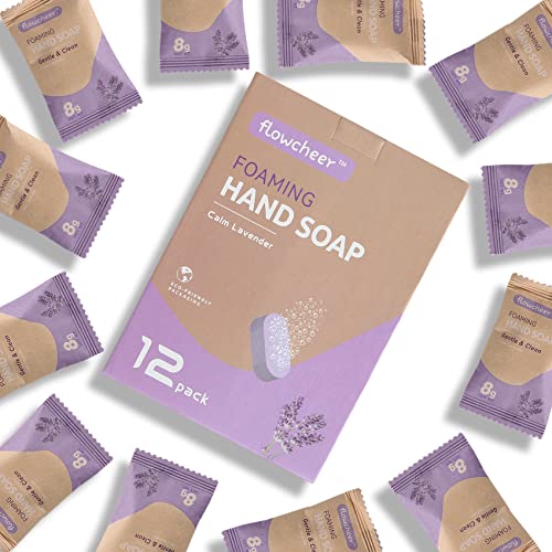 flowcheer Foaming Hand Soap Tablet Refills-12 pack Hand Wash Tablets-Make 132 FL OZ of Liquid-Lavender Fragrance Soap Refills Tablets for Using With Foaming Dispenser(Not Included) Only