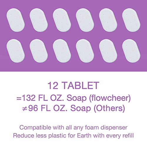 flowcheer Foaming Hand Soap Tablet Refills-12 pack Hand Wash Tablets-Make 132 FL OZ of Liquid-Lavender Fragrance Soap Refills Tablets for Using With Foaming Dispenser(Not Included) Only