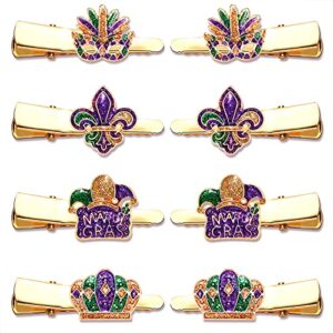 cealxheny mardi gras hair clips for women (8pcs set 1)