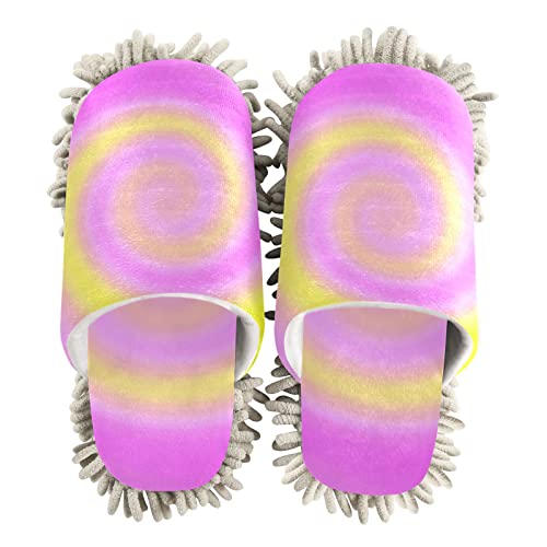 Kigai Microfiber Cleaning Slippers Simple Art Blurred Washable Mop Shoes Slipper for Men/Women House Floor Dust Cleaner, Size M