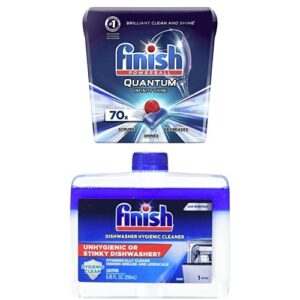 finish quantum infinity shine – 70 count dishwasher detergent + finish dishwasher cleaner – liquid fresh 4 x 8.45 oz.