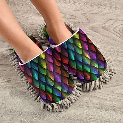 Kigai Microfiber Cleaning Slippers Dragon Scales Washable Mop Shoes Slipper for Men/Women House Floor Dust Cleaner, Size L