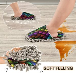 Kigai Microfiber Cleaning Slippers Dragon Scales Washable Mop Shoes Slipper for Men/Women House Floor Dust Cleaner, Size L