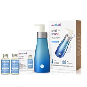 Method Foaming Hand Wash Concentrates Starter Kit, Sea Minerals, 1 Reusable 10 fl oz Bottle and 2 Recyclable 1 fl oz Refills