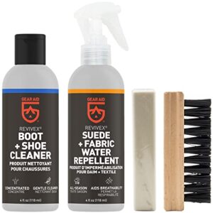 gear aid revivex suede, nubuck and fabric boot and shoe care kit with protector spray