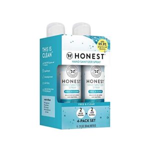 The Honest Company Hand Sanitizer Spray, Free + Clear, 4 Count, 2 Fl. Oz. (8 Fl. Oz.)