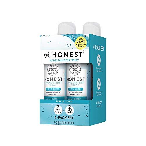 The Honest Company Hand Sanitizer Spray, Free + Clear, 4 Count, 2 Fl. Oz. (8 Fl. Oz.)